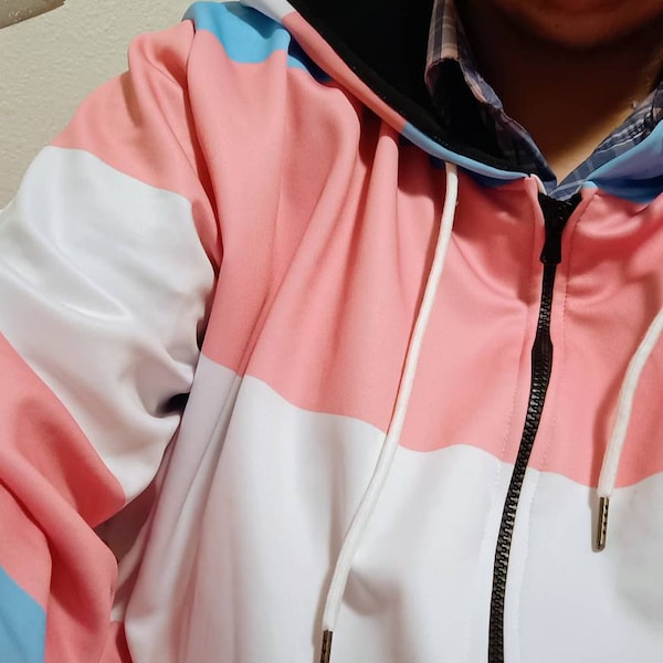 Transgender Pride Halterneck Cropped Top off the Shoulder Long Sleeves ...