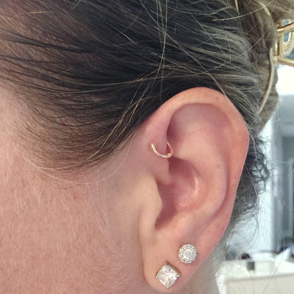 Tiny Ruby Dangle Rook Hoop Earring • Gemstone Helix Hoop • Rook Earring ...