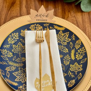 Kraft Thanksgiving Place Cards, Maple Leaf Name Tags, Personalized ...