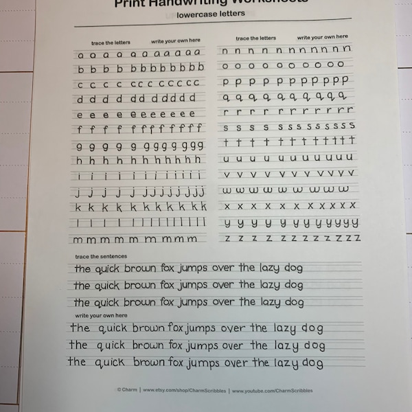 Printable Handwriting Worksheets–5 Pages (letters, Words, and Sentences ...