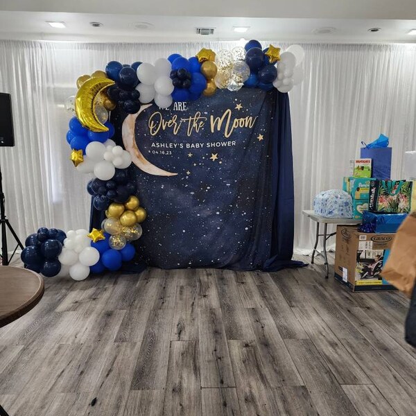 Over the Moon Baby Shower Banner, Celestial Baby Shower, Moon and Star ...