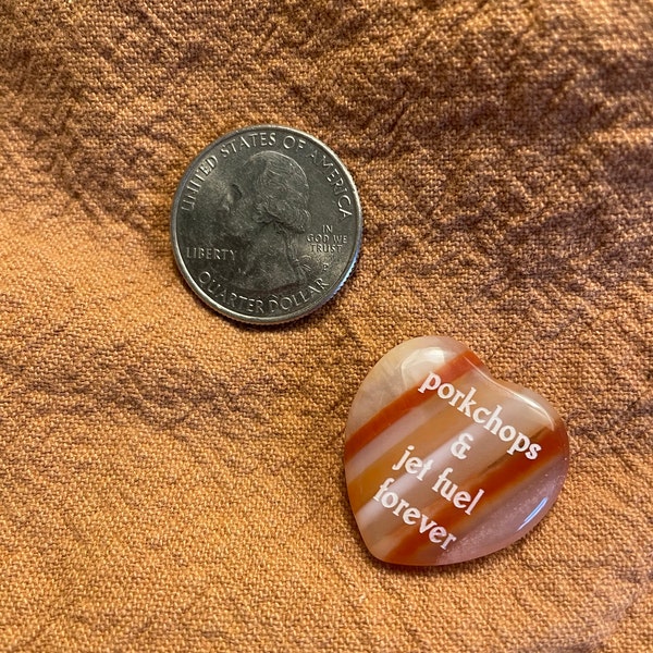 Orange Banded Agate Stone Heart Custom Engraved 40 X 35 X 16mm or 1.5 ...