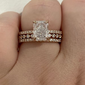 Classic Square Halo Wedding Set. Sterling Silver Wedding Ring. | Etsy