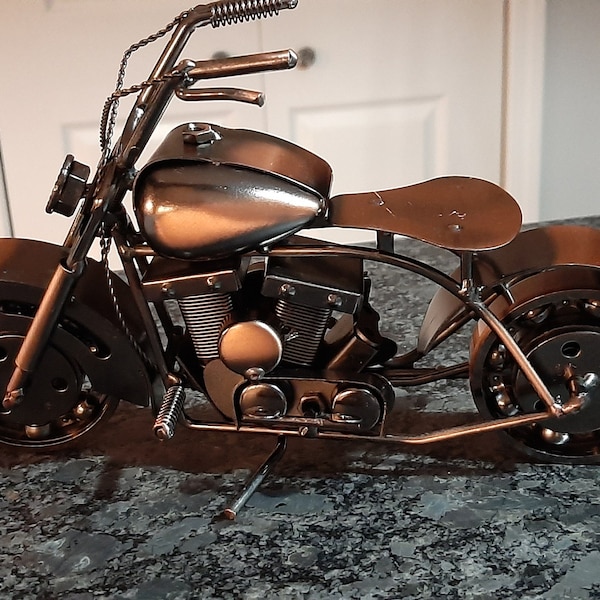 Handmade Scrap Metal Motorcycle Model: Copper Finish Biker Decor - Etsy