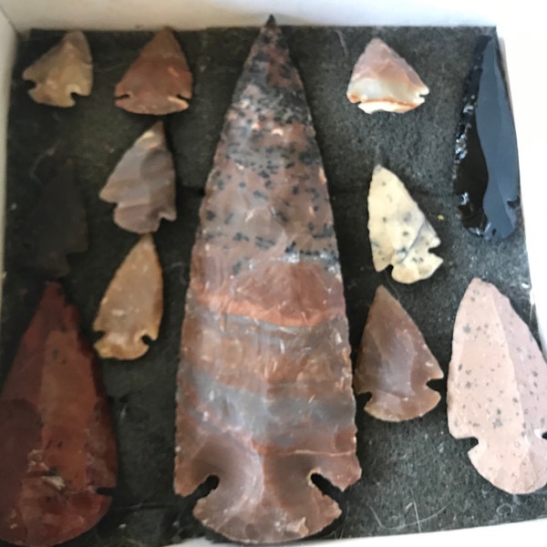 5 Arrowheads Authentic Hand Crafted Agate Stone Arrow Heads Randomly ...