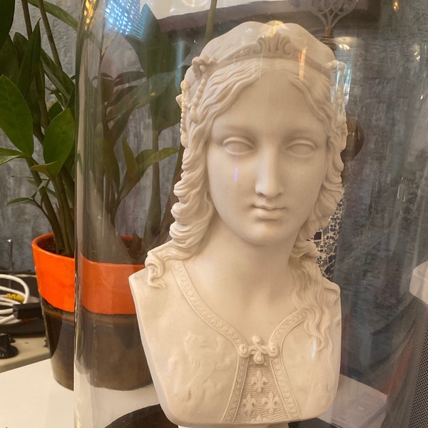 Princess Bust Sculpture - Medieval Lady Statue (WHITE CAST MARBLE ...