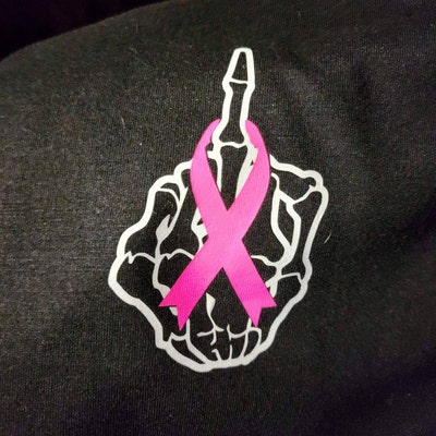 Pink Ribbon Skeleton Middle Finger Svg, Fuck Cancer, Breast Cancer ...