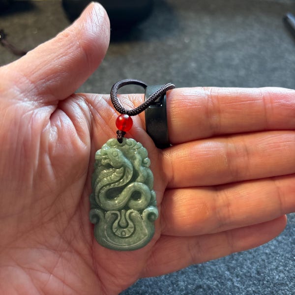 Real Green Jade Snake Necklace, Chinese Zodiac Year of Snake Charm ...