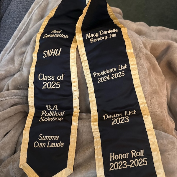 Embroidery Graduation Stole | Personalized Nursing Stole | Custom Text ...