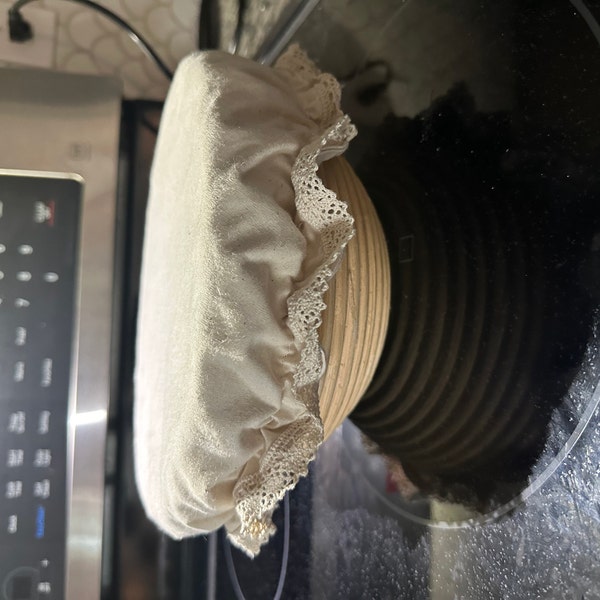 Muslin & Lace Large Bowl Cover / Sourdough Proofing Basket Bonnet ...