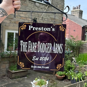 Personalised Pub Shed Hanging Swing Sign With Bracket Garden Pub Home ...