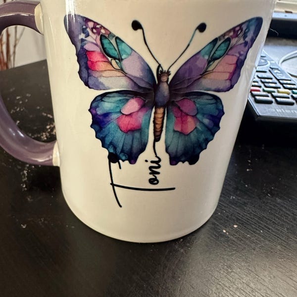Butterfly Custom Name Mug, Butterfly Lover Gift, Butterfly Mug ...