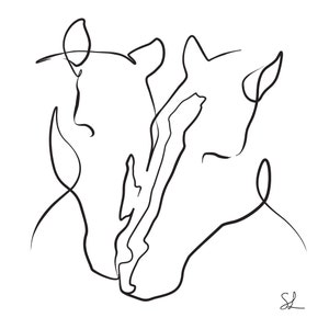 Printable Minimalist Horse and Girl Wall Art, Equestrian Horse Lover ...