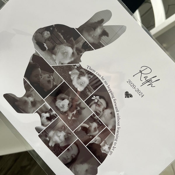 Custom Rabbit Photo Collage, Rabbit Lover Gift, Pet Memorial Gift, Pet ...