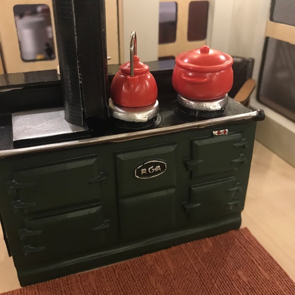 1:12 Dollhouse Miniature Retro Style Aga Triple Gastop Kitchen Stove W ...