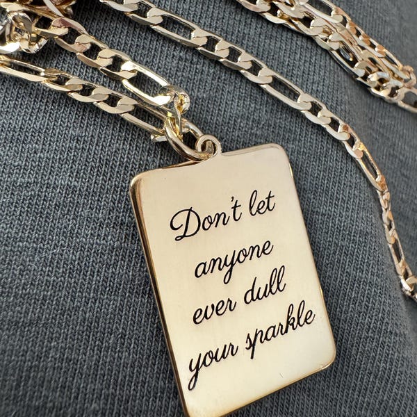 Personal Message Necklace Personalized Quotes Necklace Custom Engraving ...