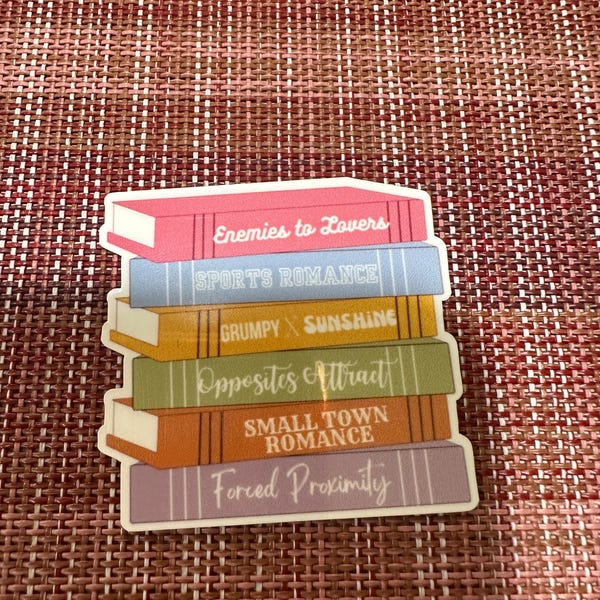 Tropes Book Stack Sticker, Waterproof Sticker, Kindle Sticker, Water ...