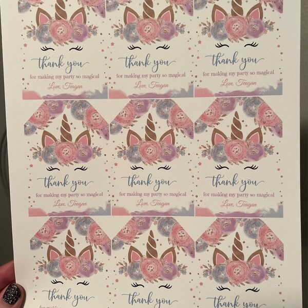 EDITABLE Unicorn Favor Tags, Thank You Tags, Gift Tags, Unicorn Party ...