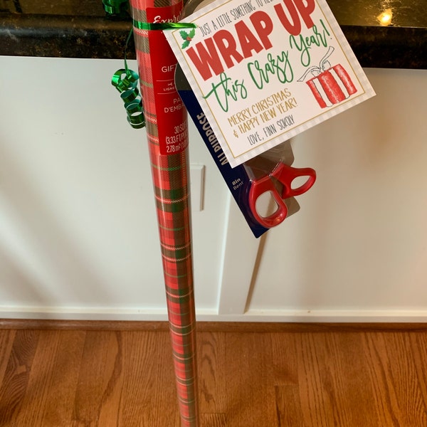 Christmas Wrapping Paper Gift Tag, Wrap up This Crazy Year, 2020 ...