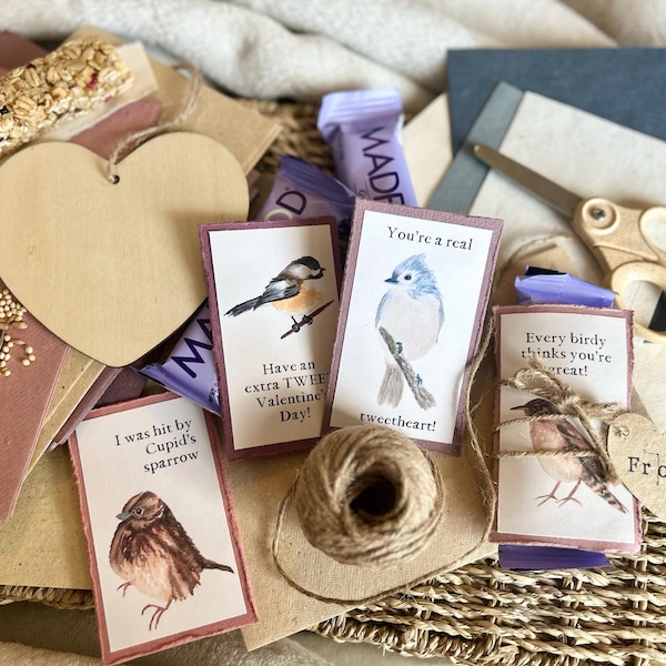 Bird Valentine Cards - Mini Cards for Classroom Valentine's Day Parties ...