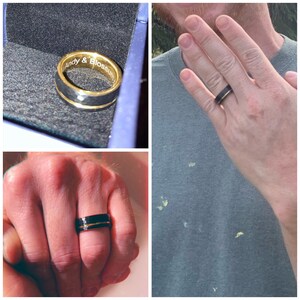 Custom Engrave Man Ring Hammer Man Ring Black & Gold Mens - Etsy