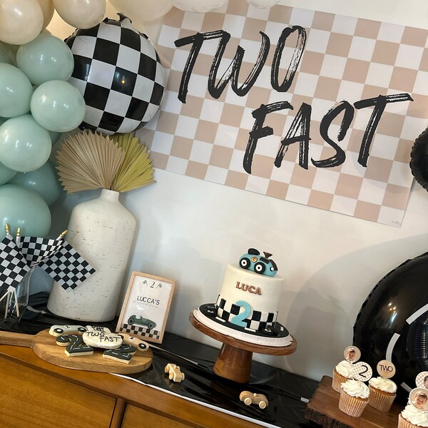 Two Fast Birthday Banner Printable Template - Etsy