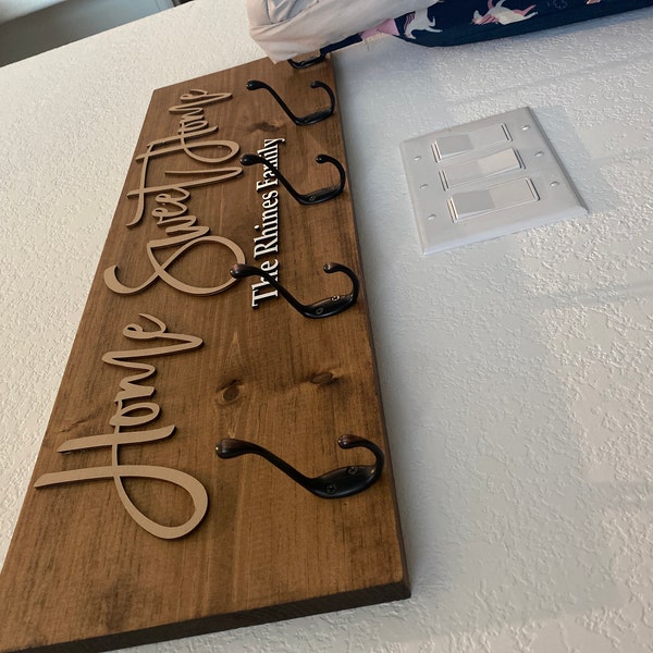 Custom Welcome Coat Rack Wall Mount W 3D Raised Lettering Personalized ...