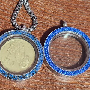 Horizontal Floating Locket With Crystals Memory Locket Glass Locket - Etsy