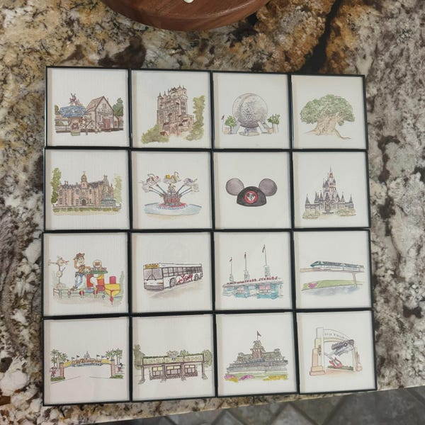 Disney World Miniature Art, Epcot, Hand-painted, Print of Watercolor ...