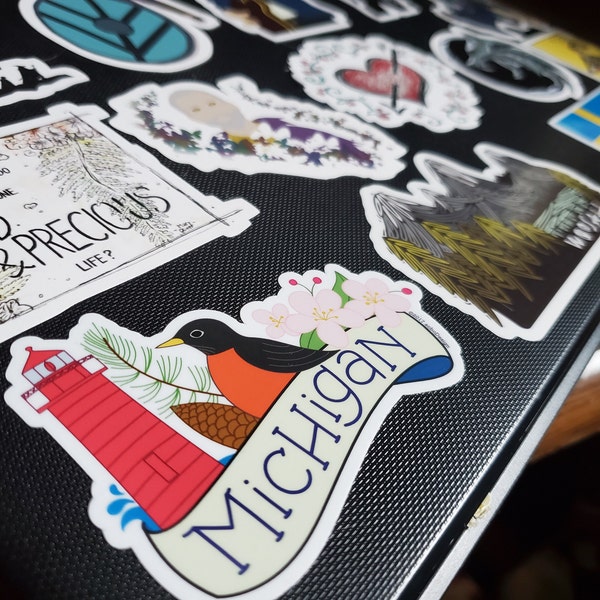Michigan Vinyl Sticker / Modern Illustrated Michigan State Sticker ...
