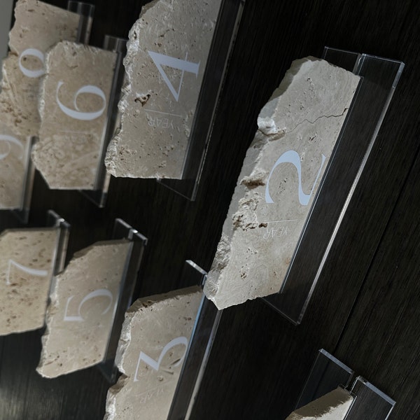 Daylight Marble Table Numbers | Wedding Signs | Event Signs | Custom ...