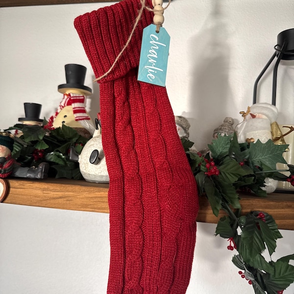 Personalized Beach Theme Stocking Name Tags // Coastal Christmas ...
