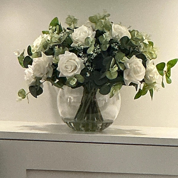 Faux Hydrangea Arrangement | Wedding Centerpiece | Real Touch Flowers ...