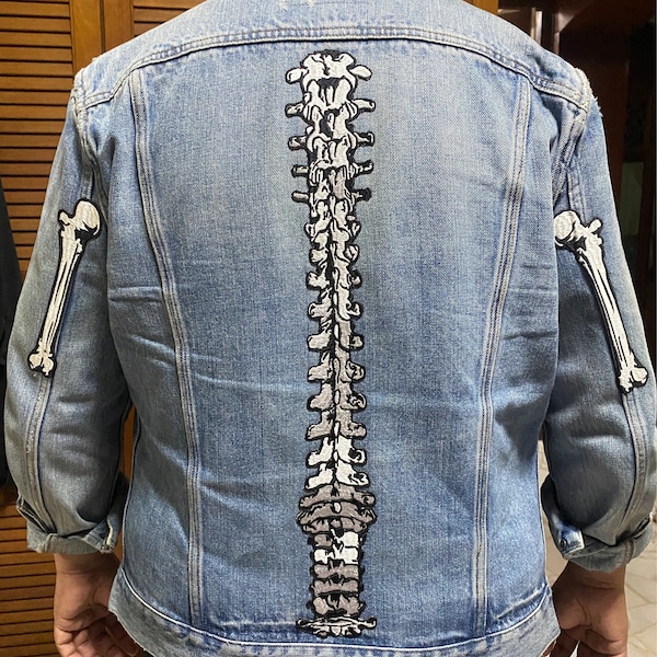 Spine Back Patch•large Natural Size•patch Bone•iron-on • Skeleton • Horror Patch • Punk Patch ...