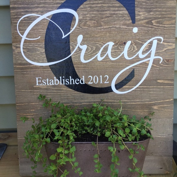 Monogram Family Name Est. Date Vinyl Wall Art Lettering Personalized ...