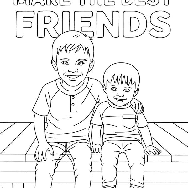 Custom Family Coloring Page From Your Photo – Personalized Line Art ...