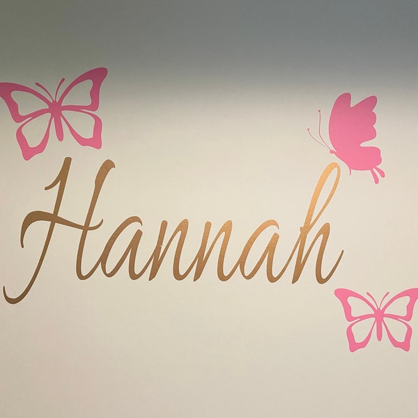 Personalized Name Butterfly Wall Decal - Custom Name Butterfly Wall ...