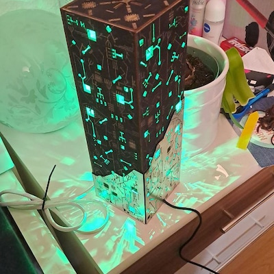 Cyberpunk Night Lamp Rectangular Prism Shape Sci-fi Contemporary Style ...