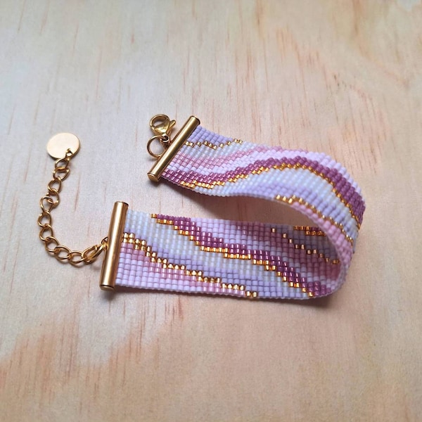 Beaded Pink Loom Bracelet - Miyuki Delica Beading Loom Pattern PB-10202 ...