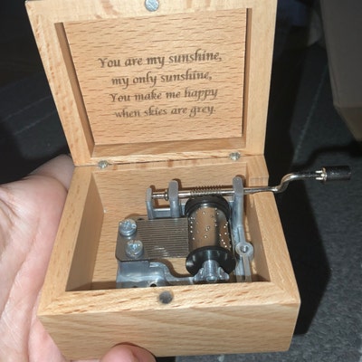 Natural Wooden Music Box With Your Own Song of the List and ...