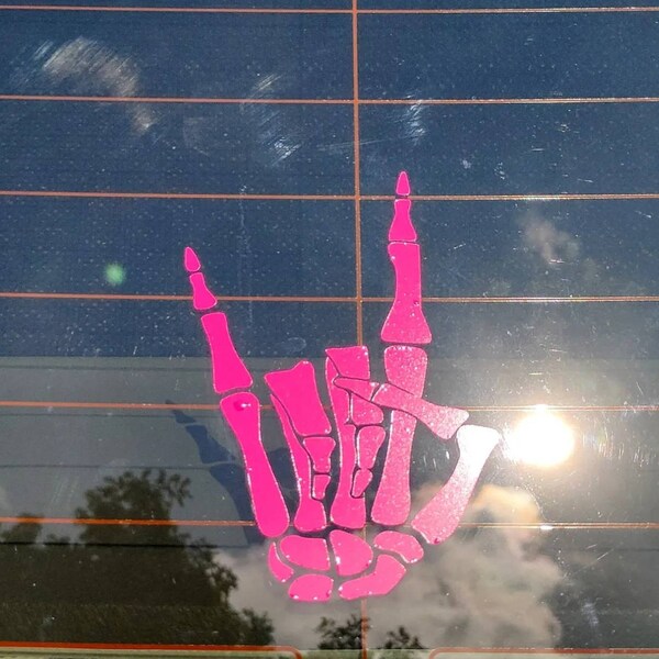 Rock on Skeleton Hand Vinyl Decal Sticker | Devil Horn Hand Sign, Metal ...