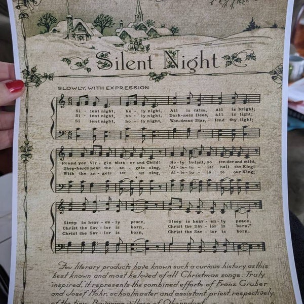 Christmas Holiday Religious Silent Night Sheet Music, Christmas Carol ...