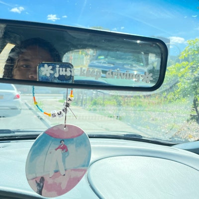 Just Keep Driving Car Mirror Decal, Car Mirror Sticker, Rear View ...