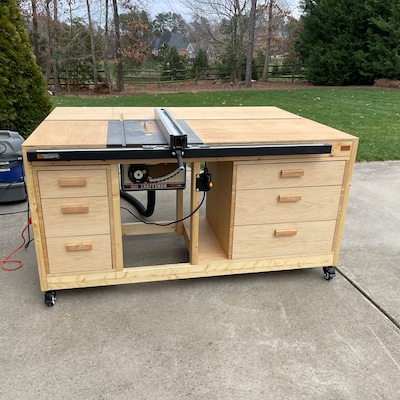 Mobile Workbench With Integrated Saw DIY Plans - Etsy