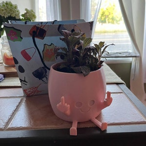 Middle Finger Happy Planter in ALL Colors Kawaii Planter - Etsy