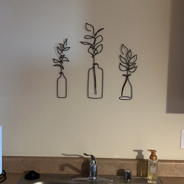 Wire Flowers in Vase Art - Handmade Wire Art | Metal Flowers, Botanical ...