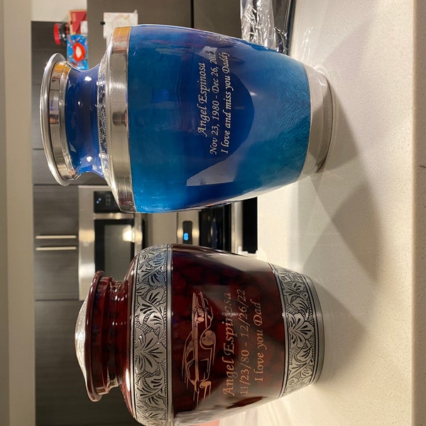 Ocean Serenity Cremation Urn, Customized Human Adult Blue Funeral Urn ...