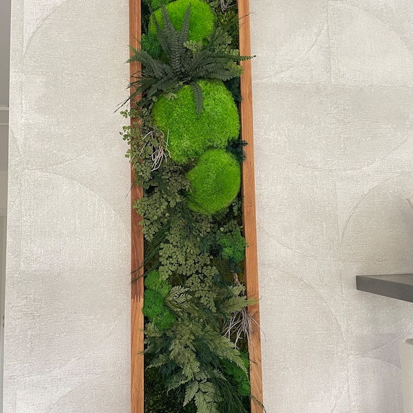 Moss Picture Ball Moss Solid Wood Frame Oiled Oak Moss Landscape - Etsy