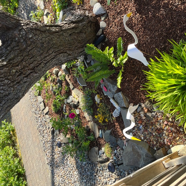 1 Large Egret Yellow Beak Bobbing Bird PVC Dancing Balancing Sculpture ...