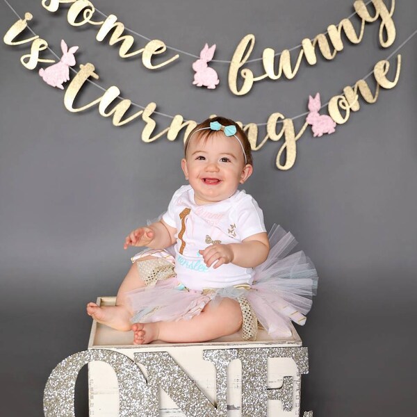 Some Bunny is Turning One Banner, 1st Birthday Banner, Bunny Theme ...